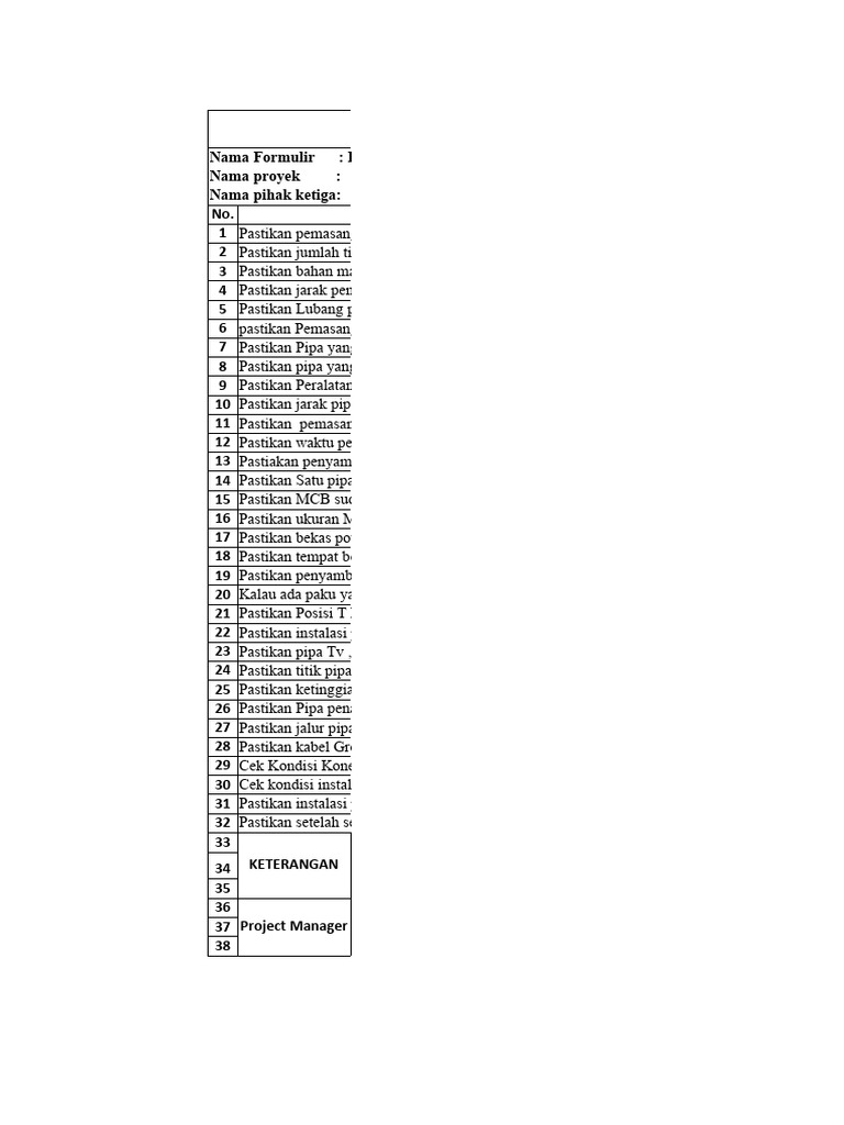Formulir Ceklis Listrik | PDF