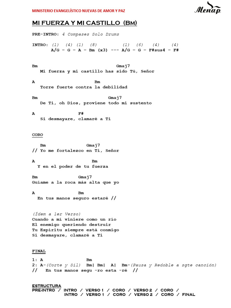 Mi Fuerza y Mi Castillo (Acordes) | PDF