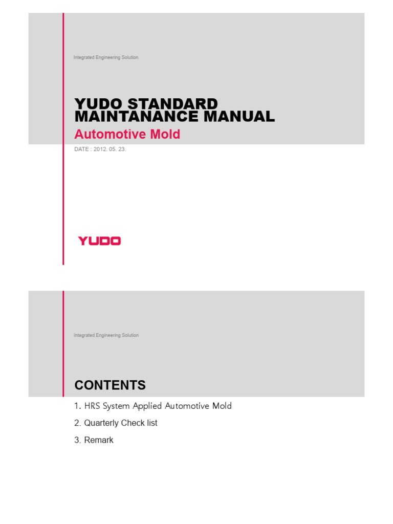 Yudo Standard Maintanance Manual (Eng) 120523 | PDF | Piston | Valve