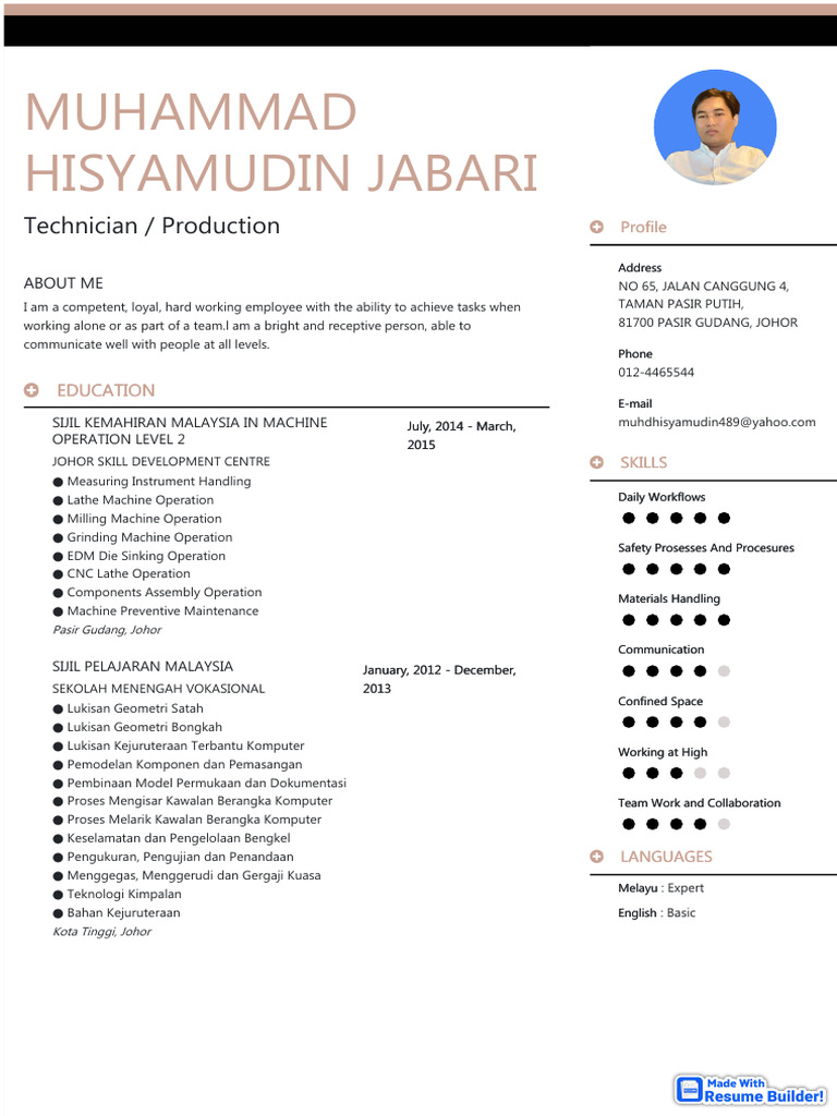 Muhammad Hisyamudin Jabari | Download Free PDF | Industrial Processes | Mechanical Engineering