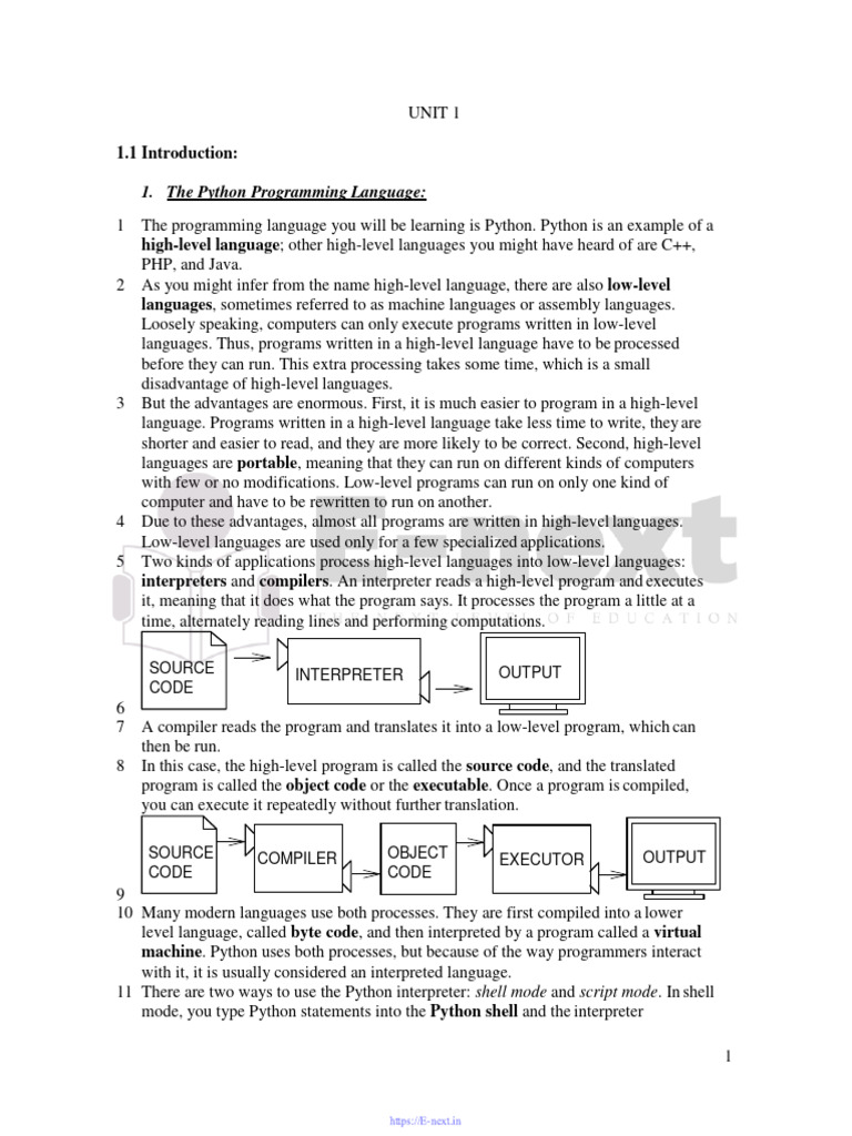 Unit-1 Introduction (E-Next - In) | PDF | Python (Programming Language) | Command Line Interface
