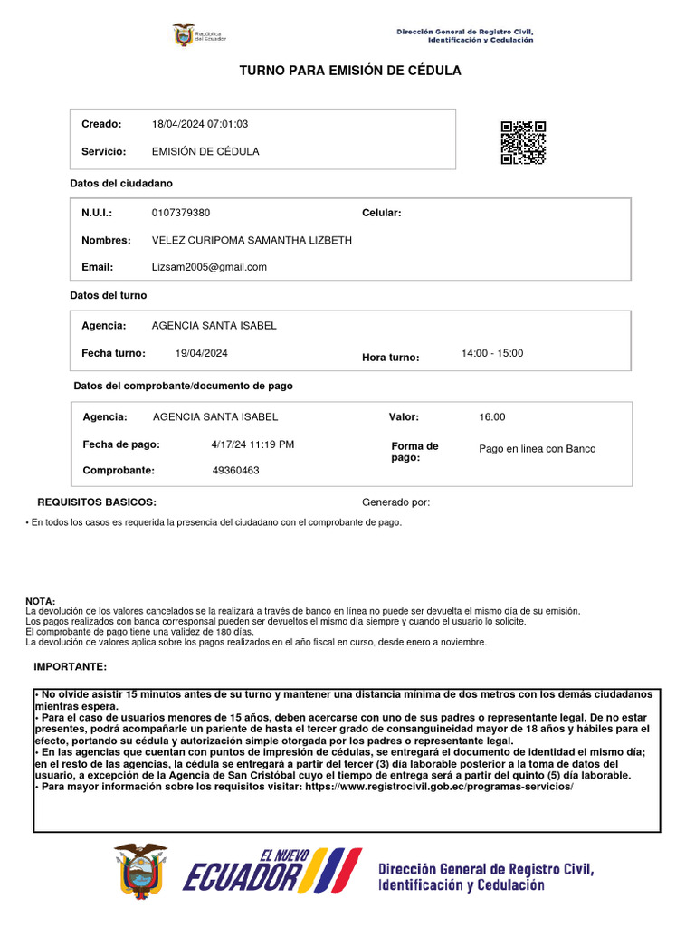 Reg-Civil-Turno-Emisión de Cédula-18 - 04 - 2024 07 - 01 - 06.454 | PDF