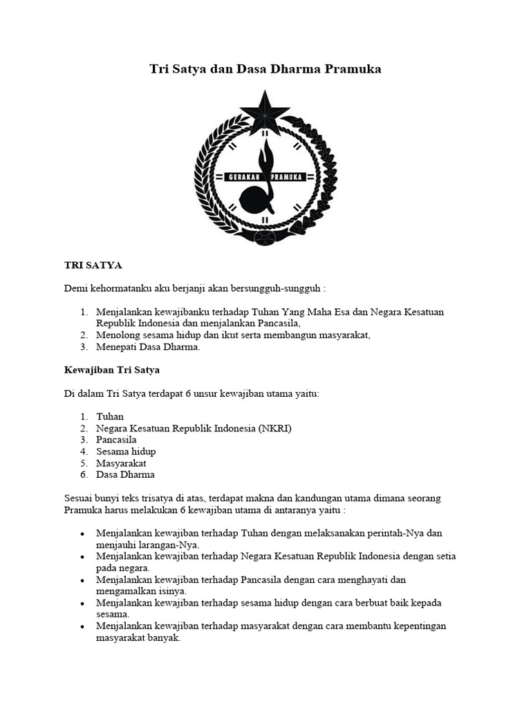 Tri Satya dan Dasa Dharma Pramuka | PDF