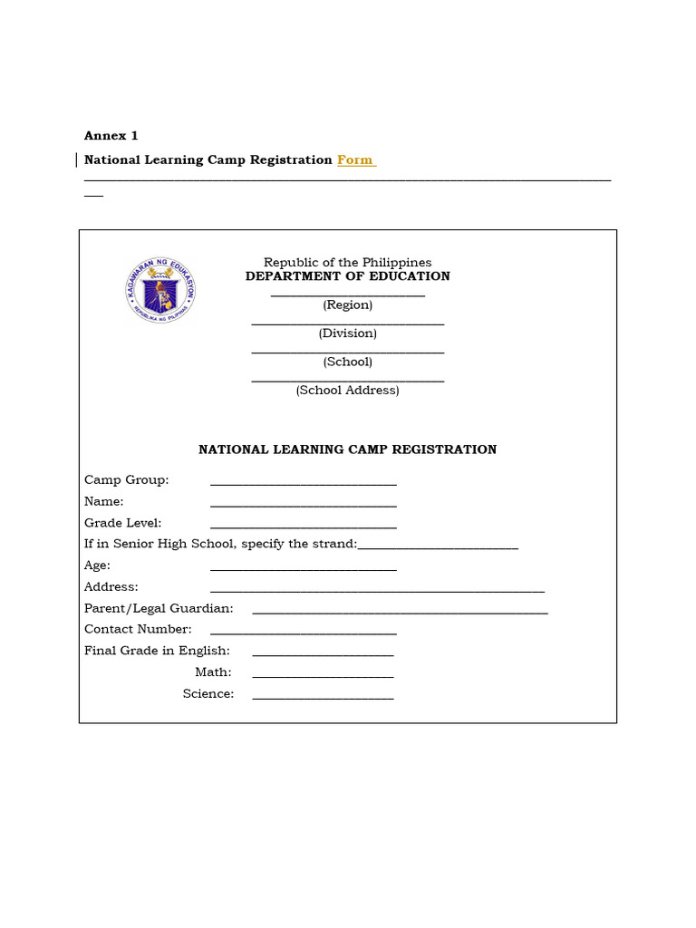 Annex 1 NLC Registration Form - Compress | PDF