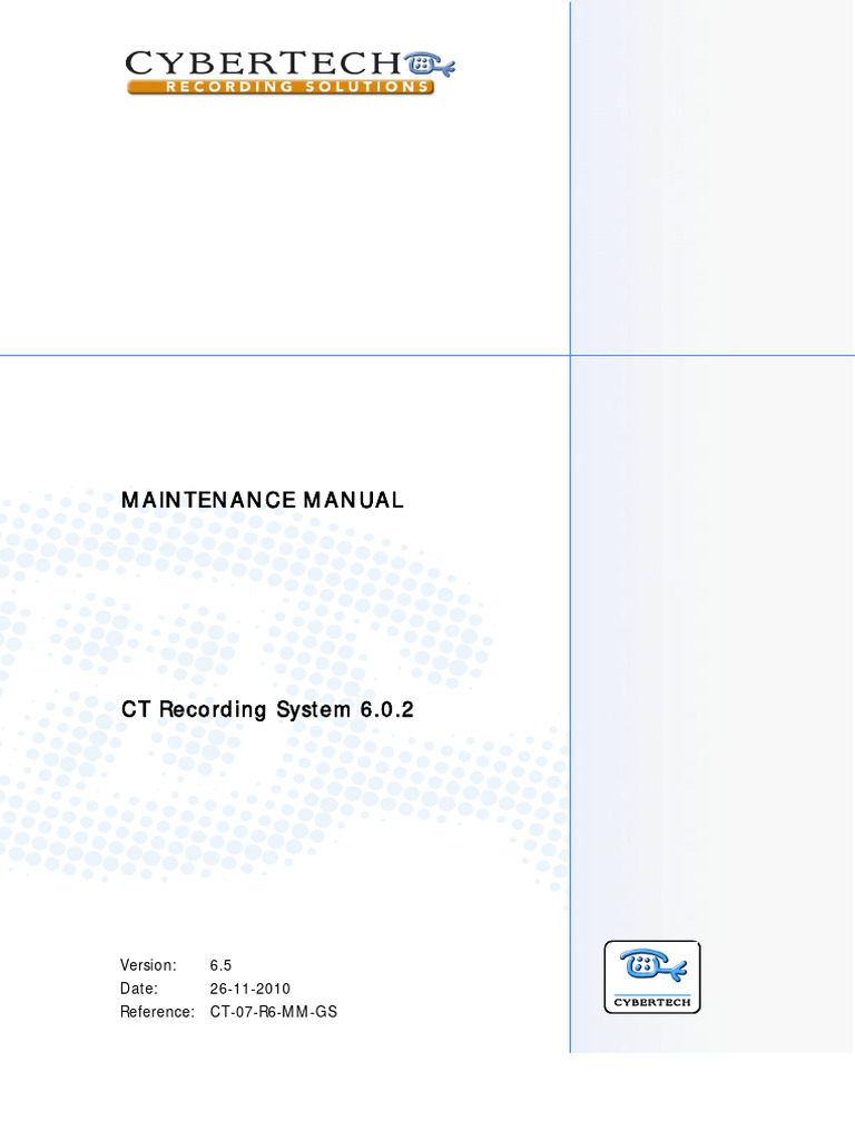 CT Recording Solutions R6 - Maintenance Manual v6.5 | PDF | Computing ...
