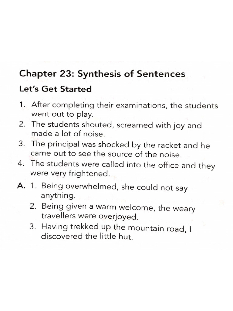 SYNTHESIS OF SENTENCES Class 8 | PDF