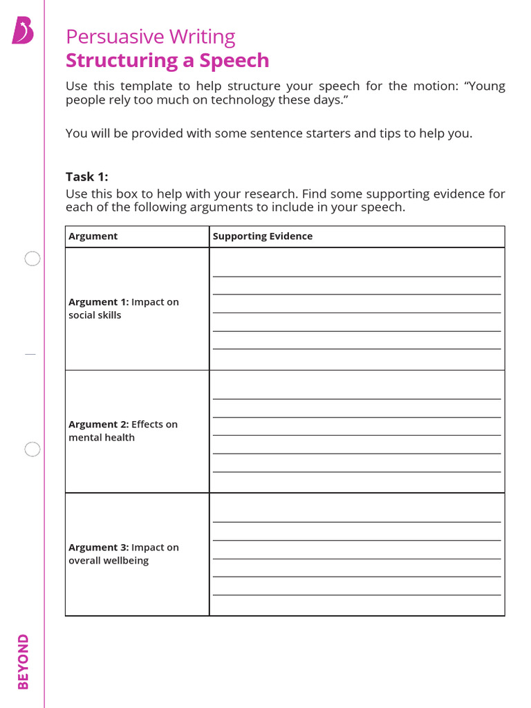 Speech Writing - Exercise | PDF | Argument | Well Being
