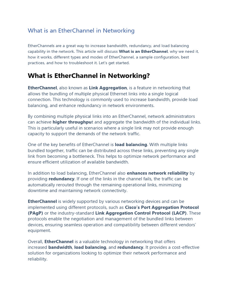 Etherchannel | Download Free PDF | Computer Network | Load Balancing (Computing)