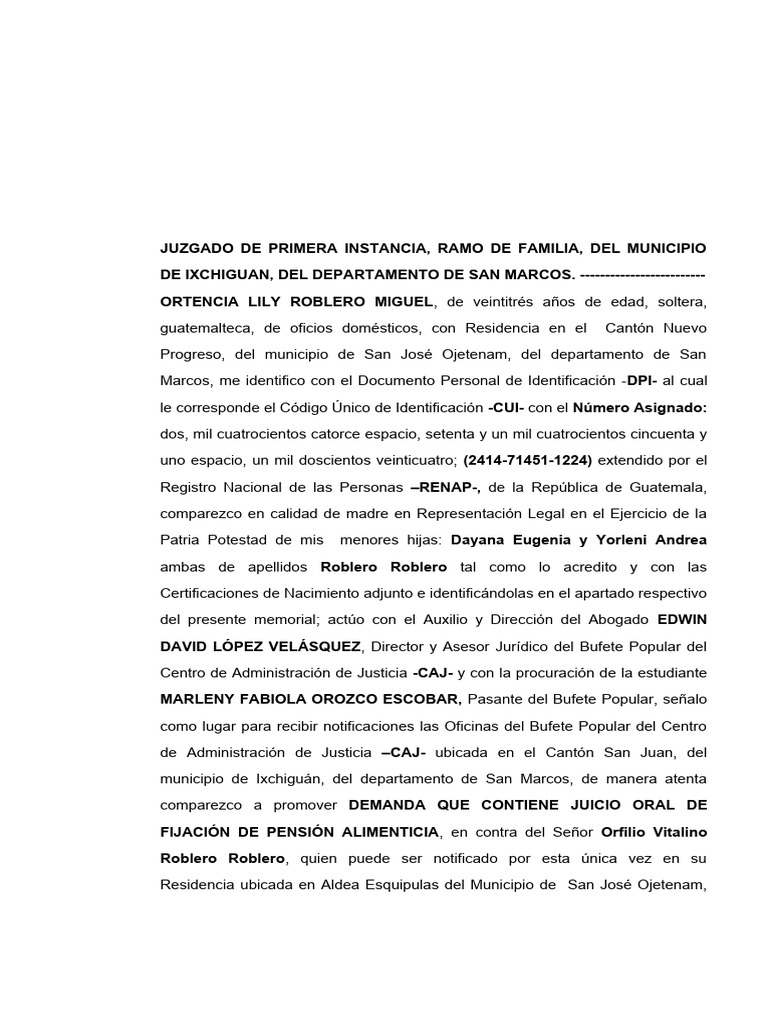 Caso 5043 Hortencia Lily Ya Corregida | PDF | Pensión alimenticia ... Caso 5043 Hortencia Lily Ya Corregida | PDF | Pensión alimenticia ...