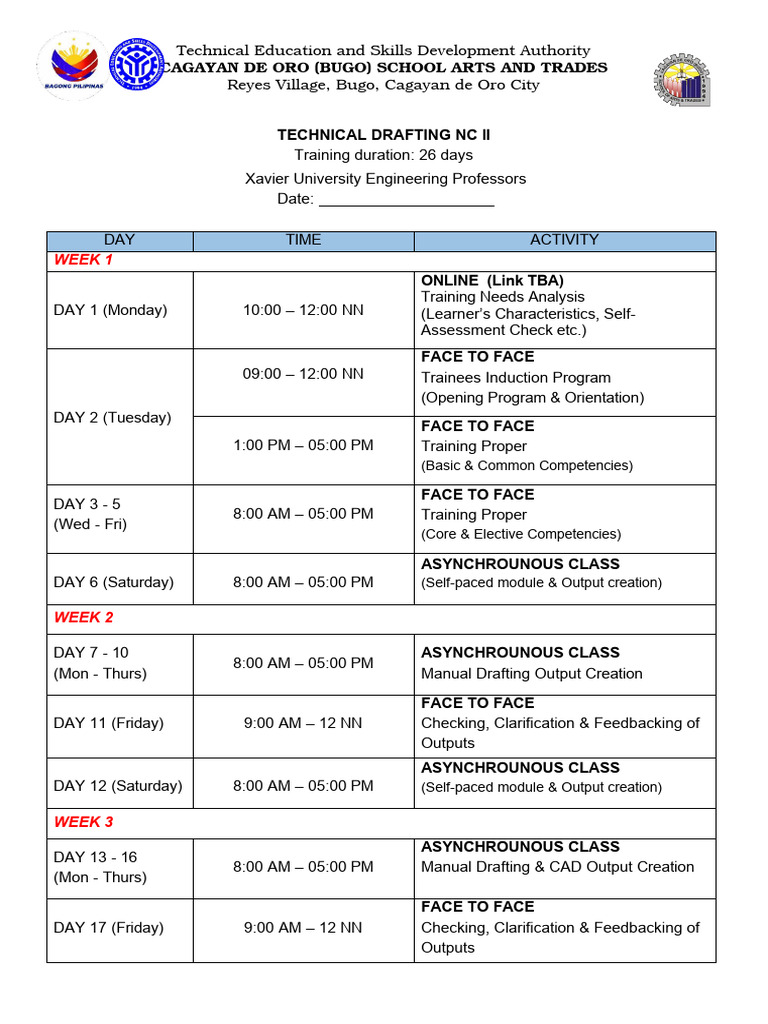 Xu Training Design in Tech Drafting NC Ii | PDF