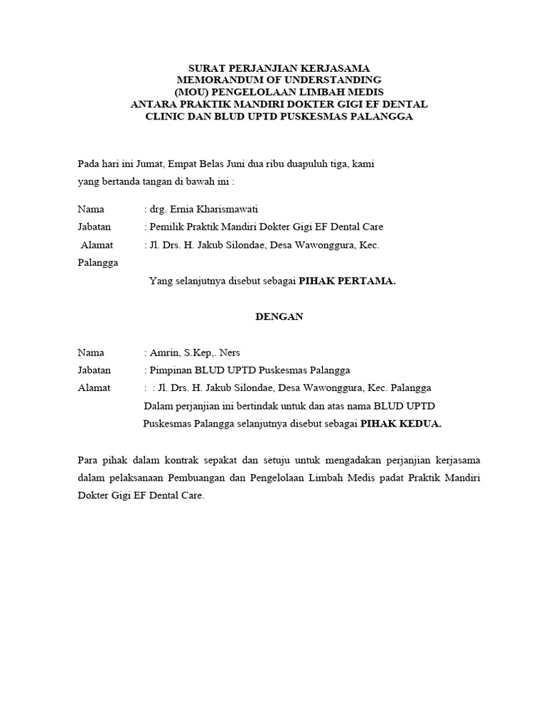 Mou Pengelolaan Limbah Medis Padat Pdf