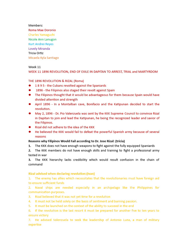 Week 11 Rizal Written Reporters | PDF | Religion & Spirituality Week 11 Rizal Written Reporters | PDF | Religion & Spirituality