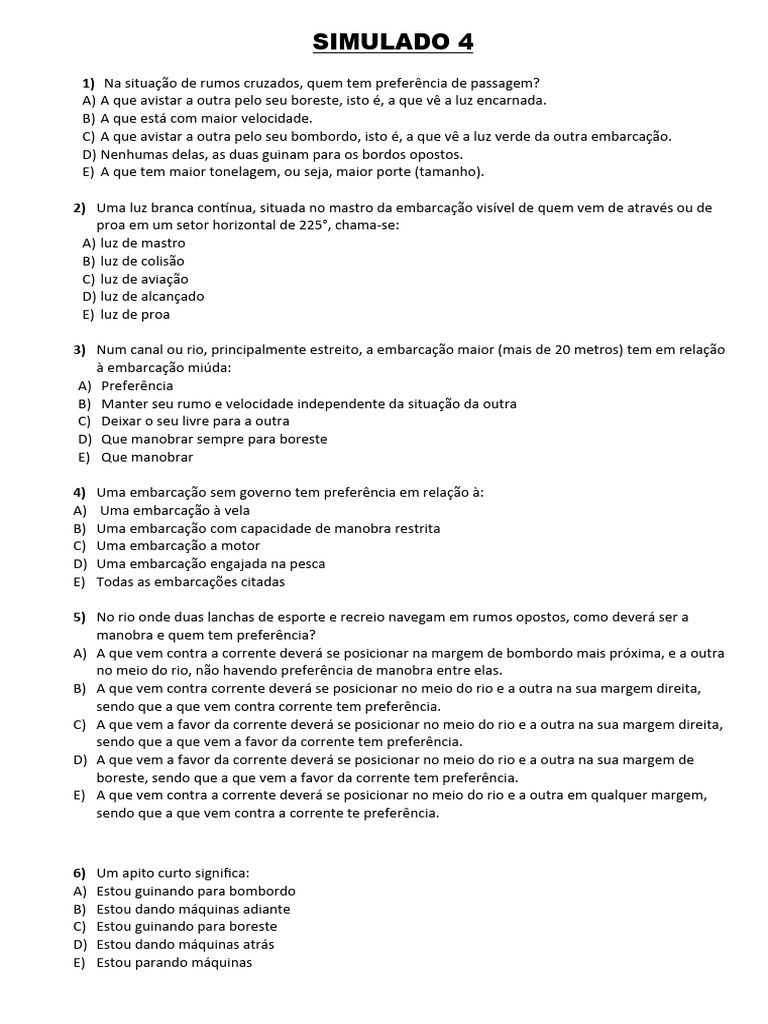 Simulado 04 | PDF | Combustão | Oxigênio