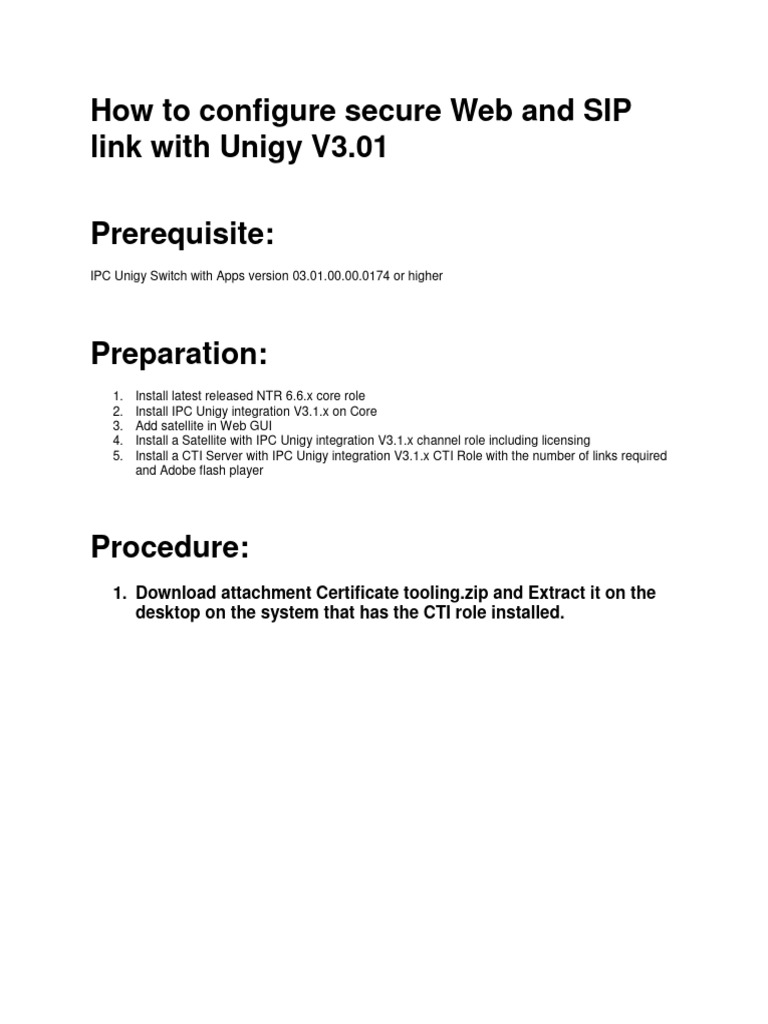 How To Configure Secure Web and SIP Link With Unigy V3.01 | PDF | Public Key Certificate ...