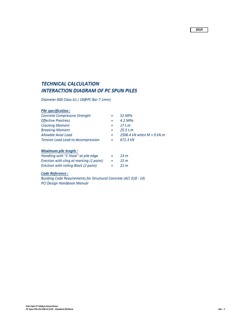PC Spun Pile Dia 600 A1 fc52 - Standard 2019new | PDF | Young's Modulus ...
