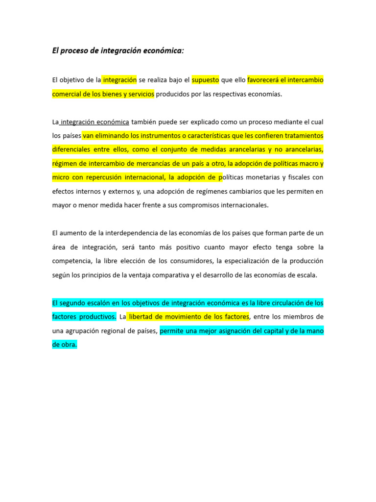 Resumen Procesos de Integracion Economica | PDF | Arancel | Integración ...