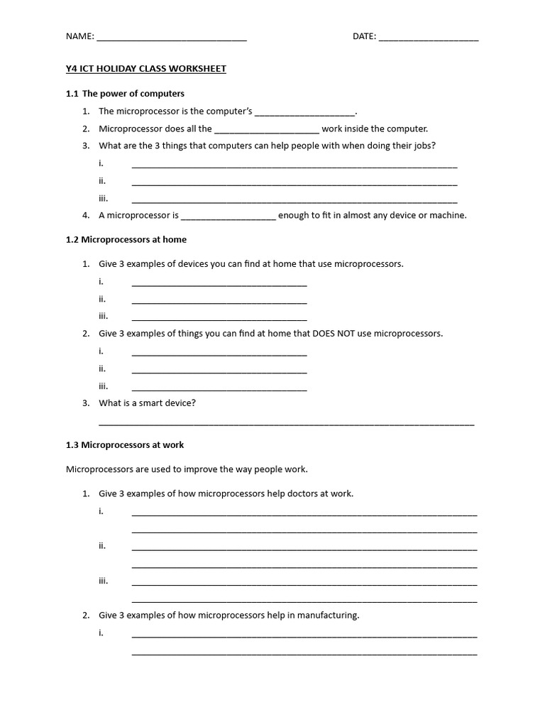 Y4 ICT HOLIDAY CLASS WORKSHEET (Chapter 1 Revision) | PDF | Computer File | Computer Science