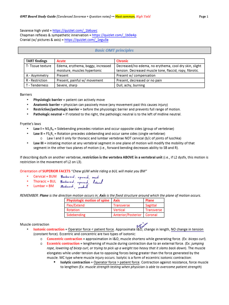 High Yield OMM For Boards | PDF | Anatomical Terms Of Motion | Elbow