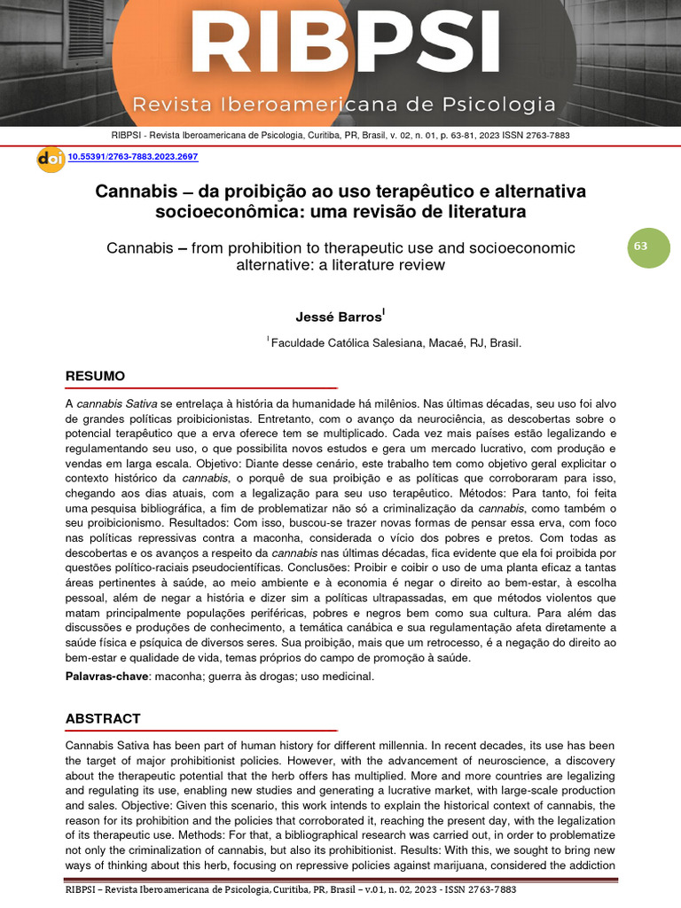 Cannabis História Proibição E Uso Terapêutico Pdf Cannabis Droga
