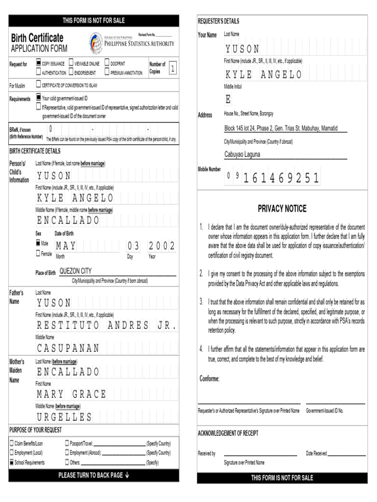 PSA NI KYLE | Download Free PDF | Birth Certificate | Identity Document