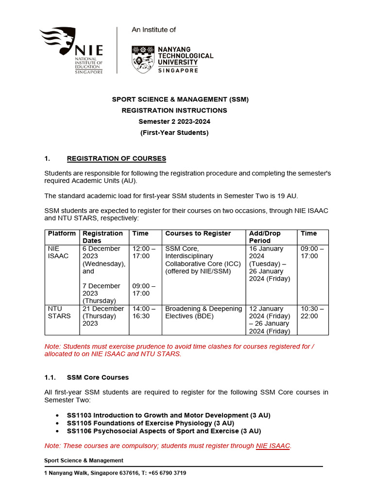AY23-24 SSM Y1S2 Registration Instructions | PDF
