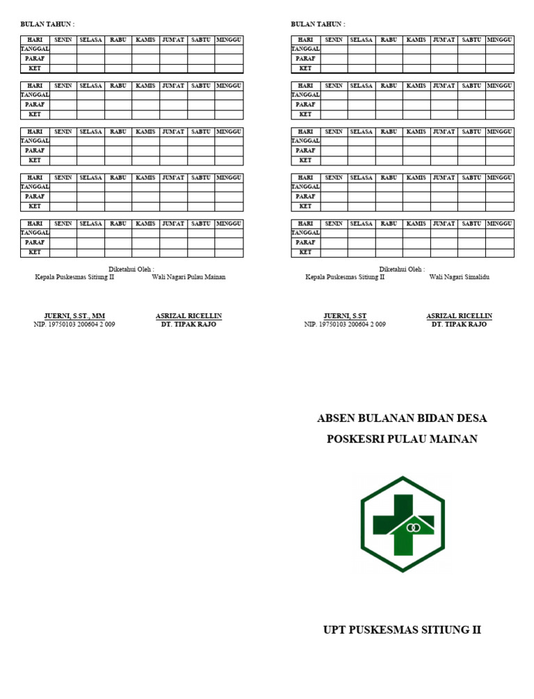 Absen Bulanan Bidan DESA 2024 | PDF