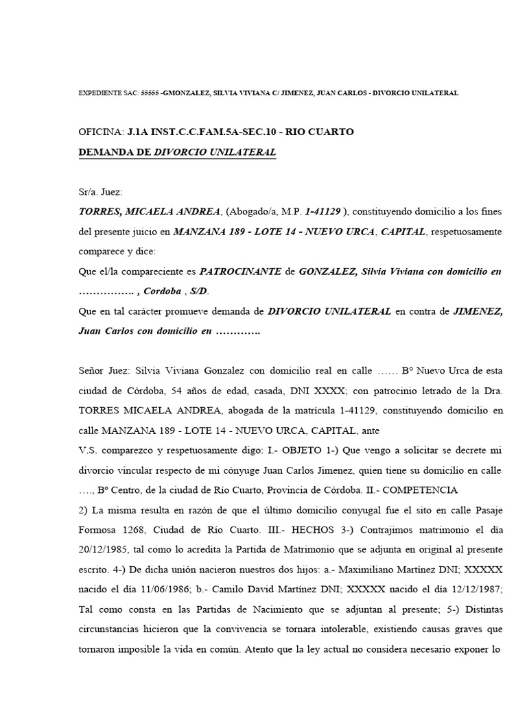 Comparto 'EXPEDIENTE DE DIVORCIO REAL' Contigo | PDF | Divorcio | Ley común
