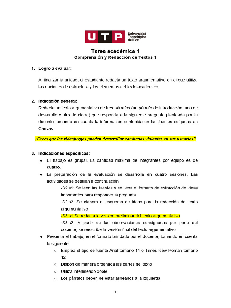 S03.s1 GC - N01I - TA1Consigna - 22C1M (GRUPO 4 | PDF | Videojuegos ...