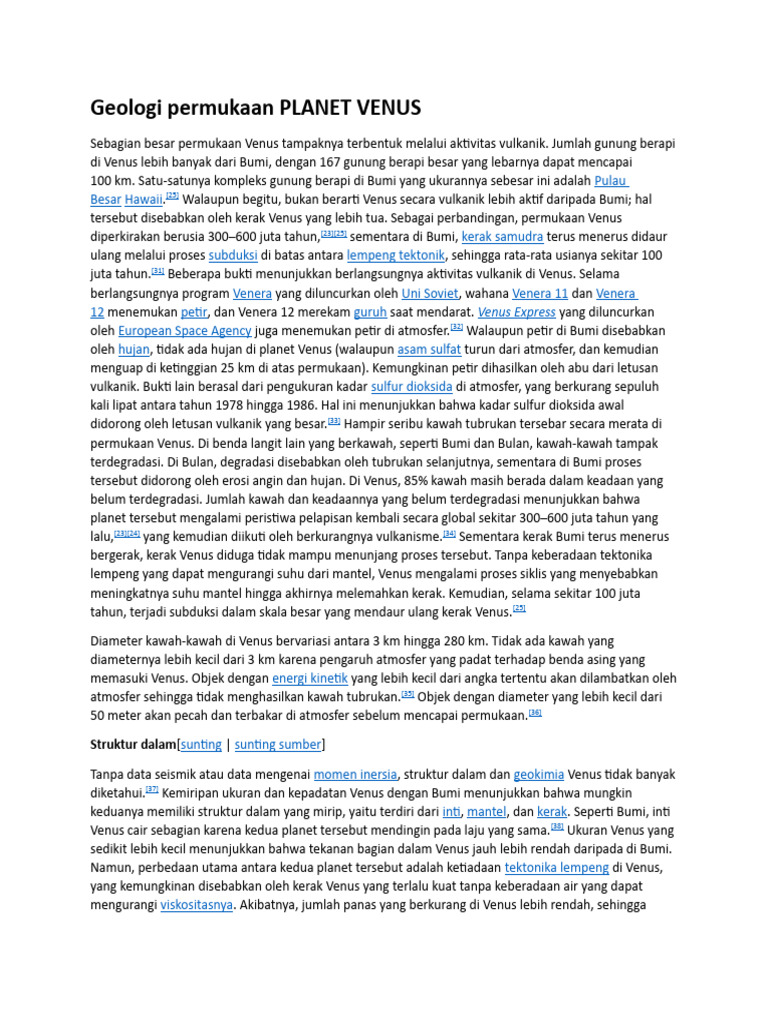 Geologi permukaan PLANET VENUS | PDF
