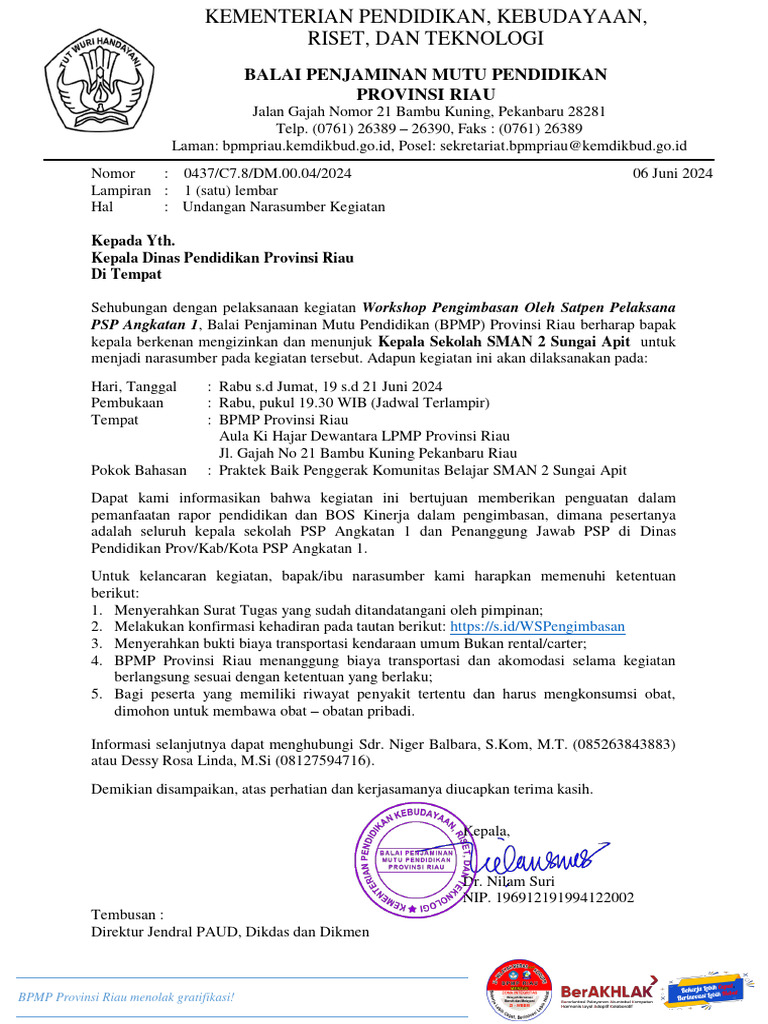 Und Narasumber DIsdik Prov Workshop Pengimbasan | PDF