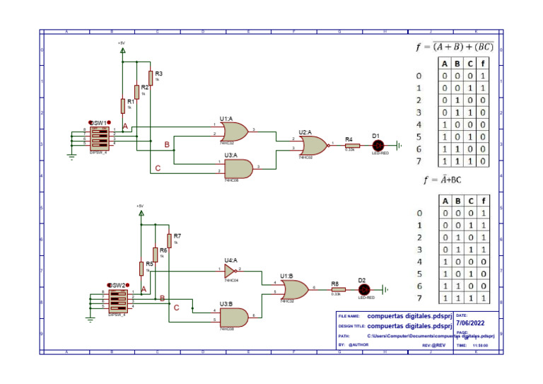 01 Compuertas Digitales 2 Ejemplos | PDF