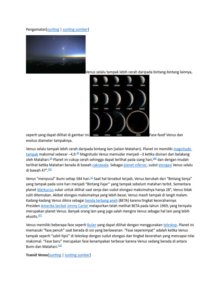 Fase dan Ciri Planet Venus | PDF