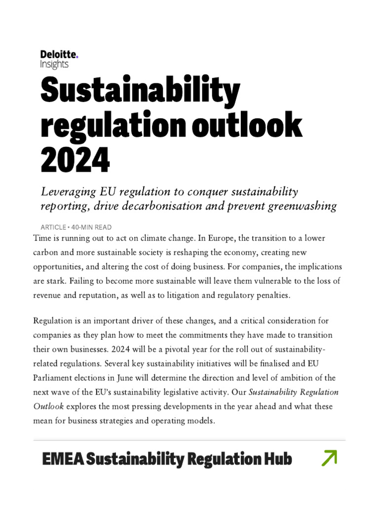 2024 Eu Sustainability Regulation Insights Pdf Renewable Energy