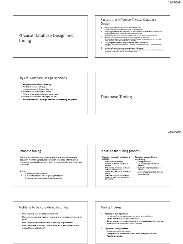 Physical Database Design and Tuning | PDF | Databases | Database Index
