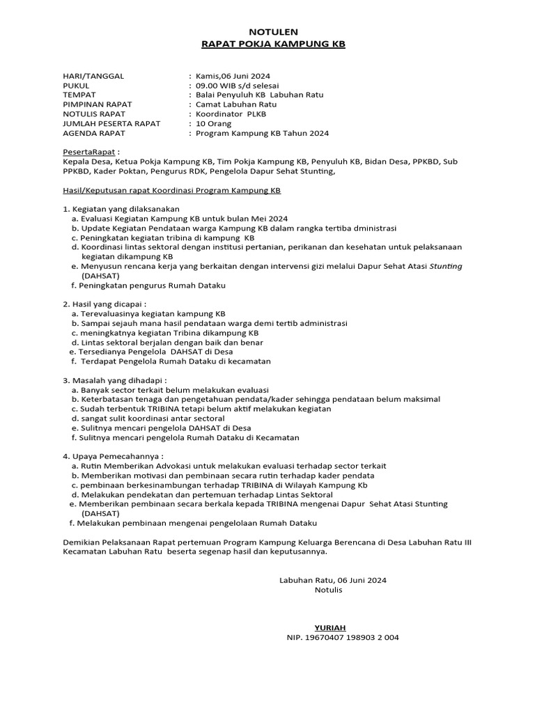 Notulen POKJA 2024 | PDF