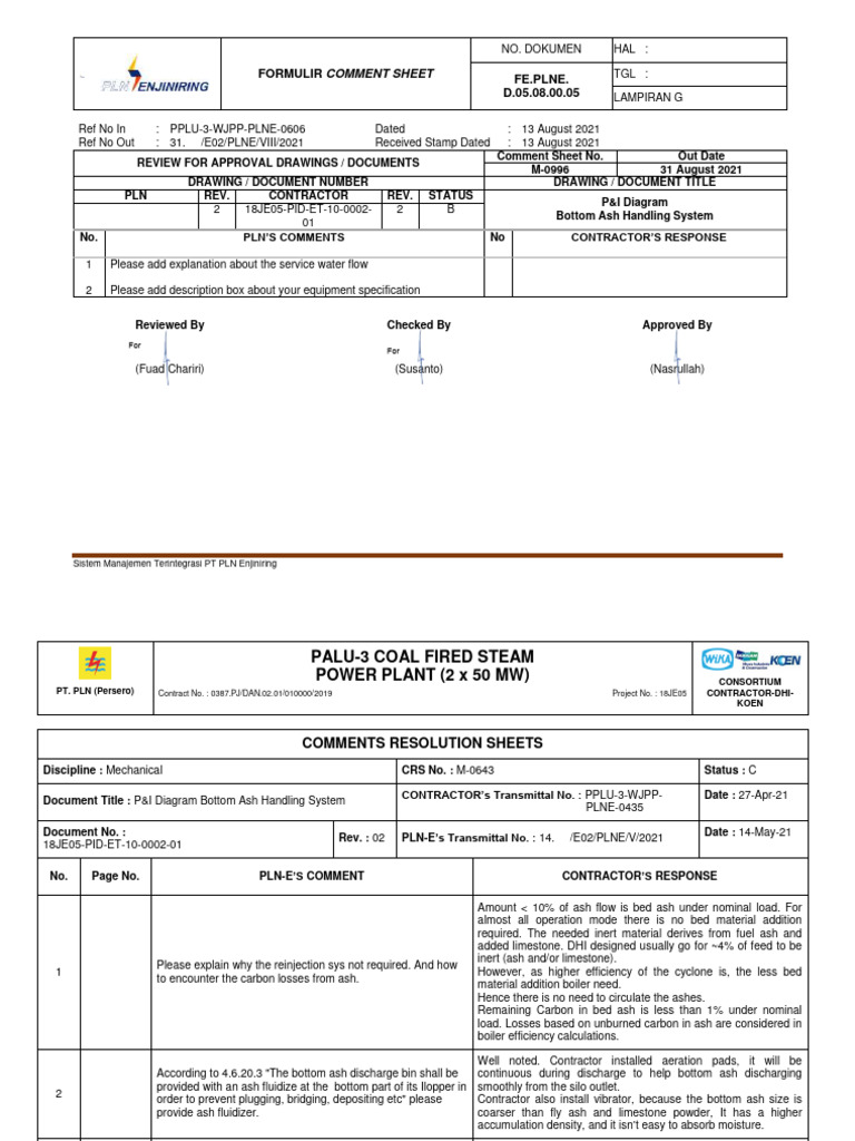 18JE05-PID-ET-10-0002-01 - R02 - B (Bottom Ash Handling) | PDF | Energy Industry | Power (Physics)