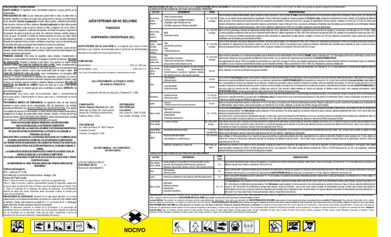 Etiqueta Azoxystrobin 250 SC Solchem | PDF | Agua | Patata