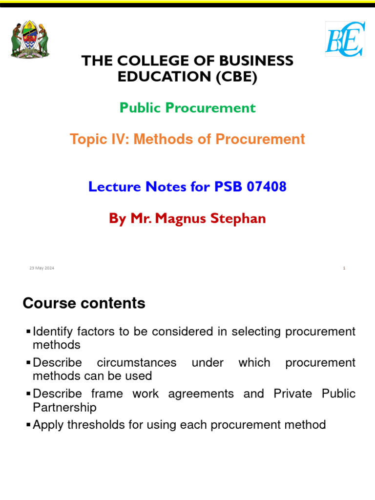 Public Procurement Methods Overview | PDF | Procurement | Economies
