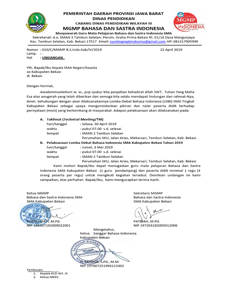 Lomba Debat Bahasa Indonesia SMA Bekasi 2019 | PDF