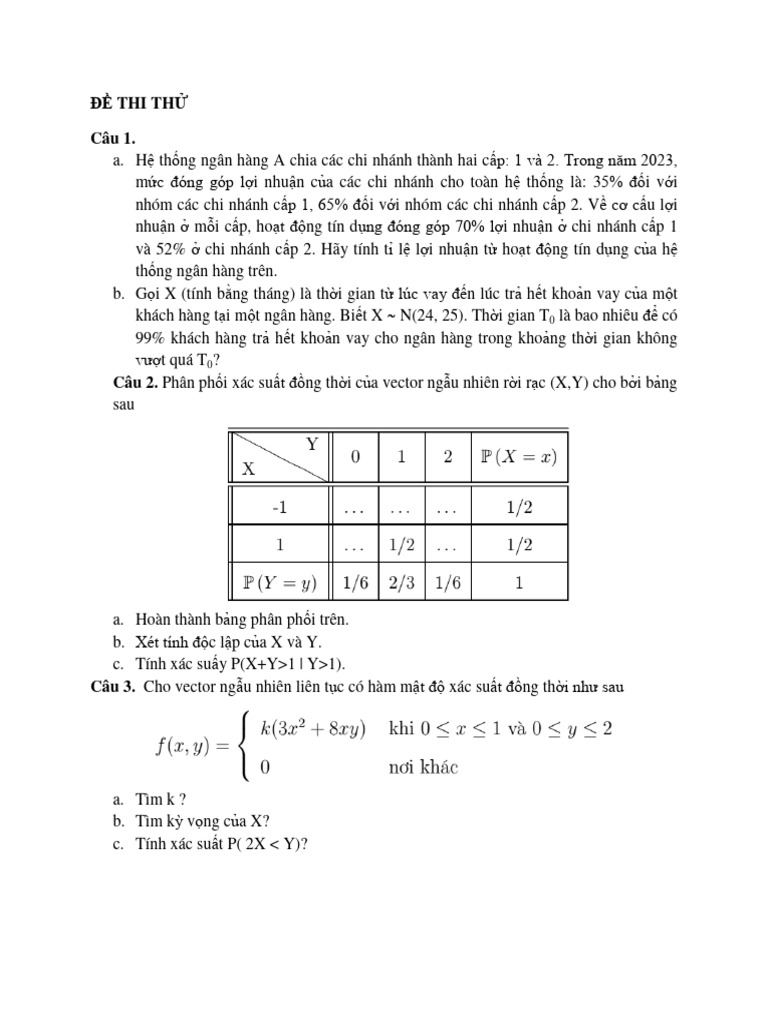 Đề Thi Thử 2024 | PDF