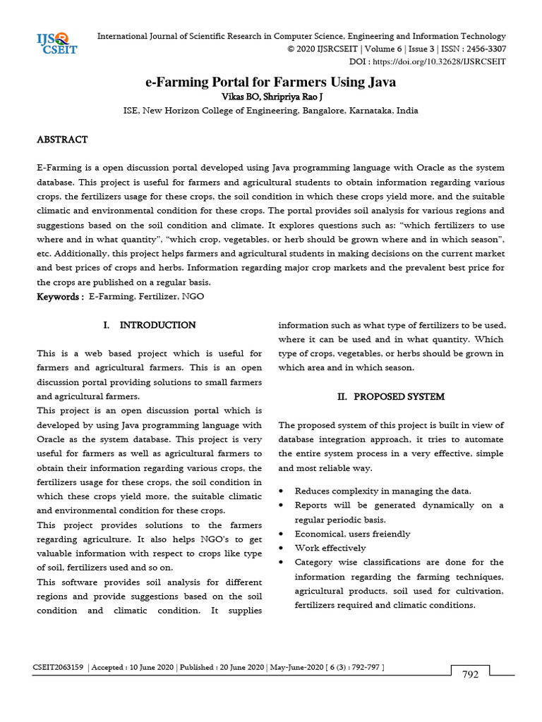 E-Farming Website Journal | PDF | Agriculture | Soil