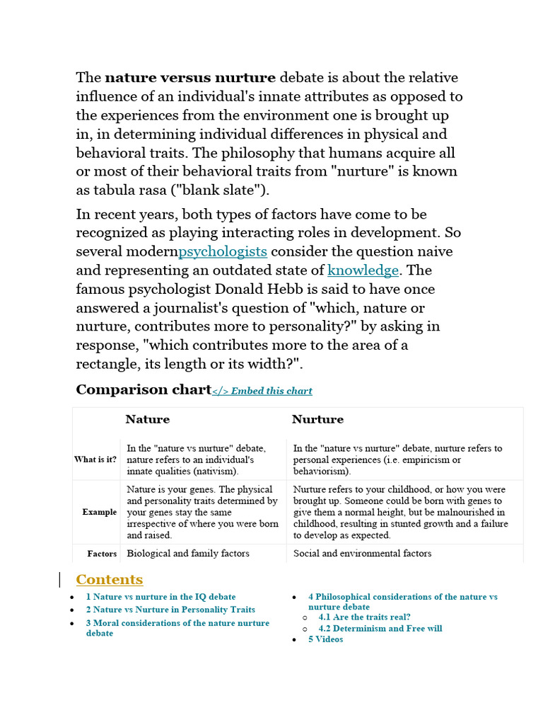 Nature Vs Nurture | PDF | Nature Versus Nurture | Heritability