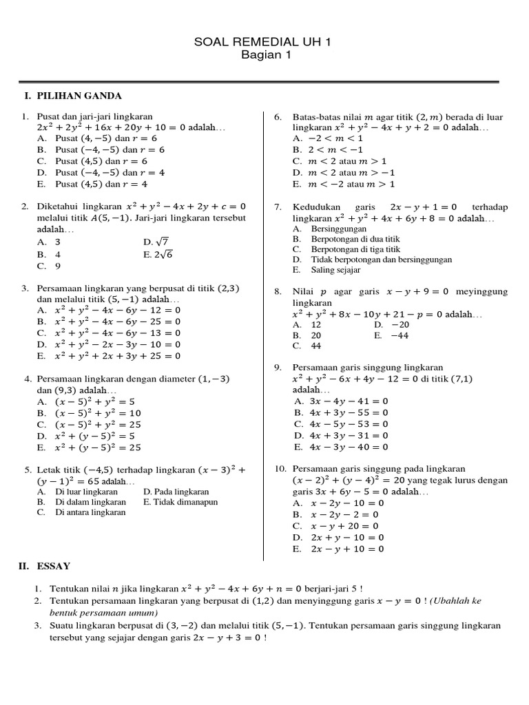 Soal Remedial Uh 1 | PDF