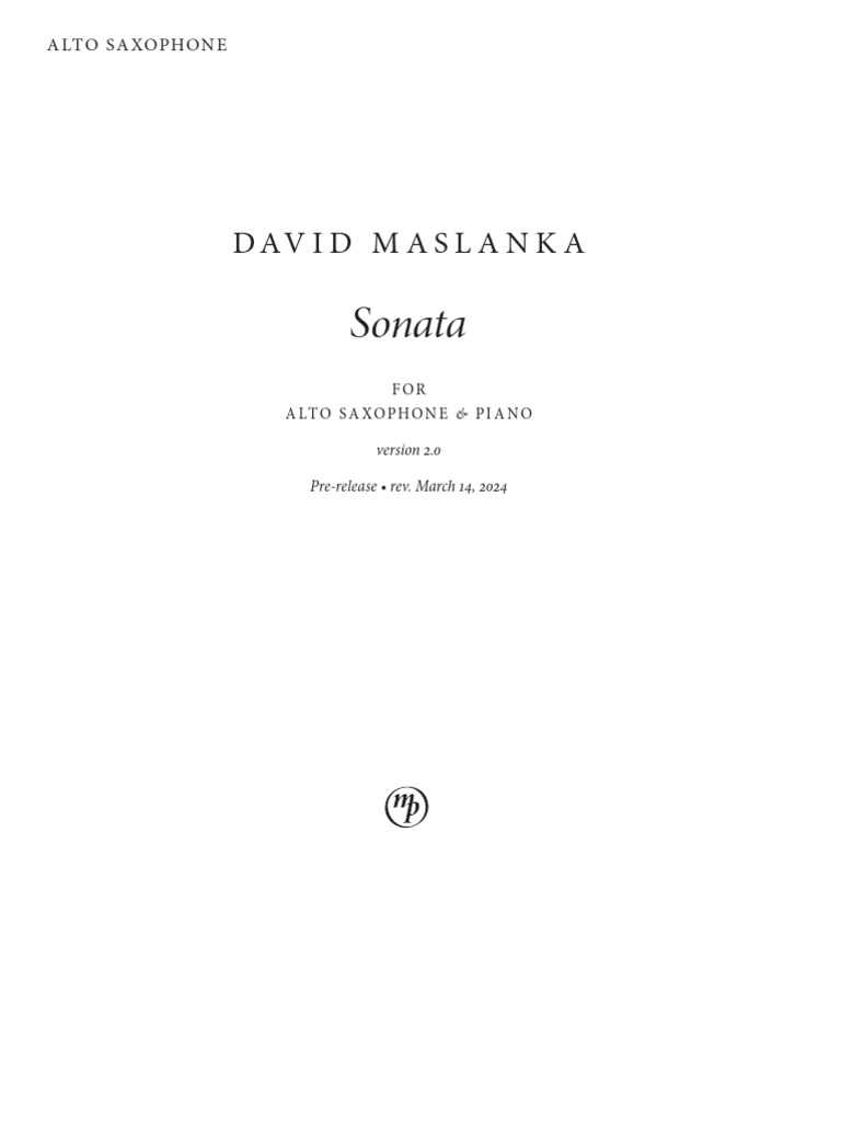 Maslanka Sonata for Alto Saxophone | PDF | Musical Forms | Music Theory