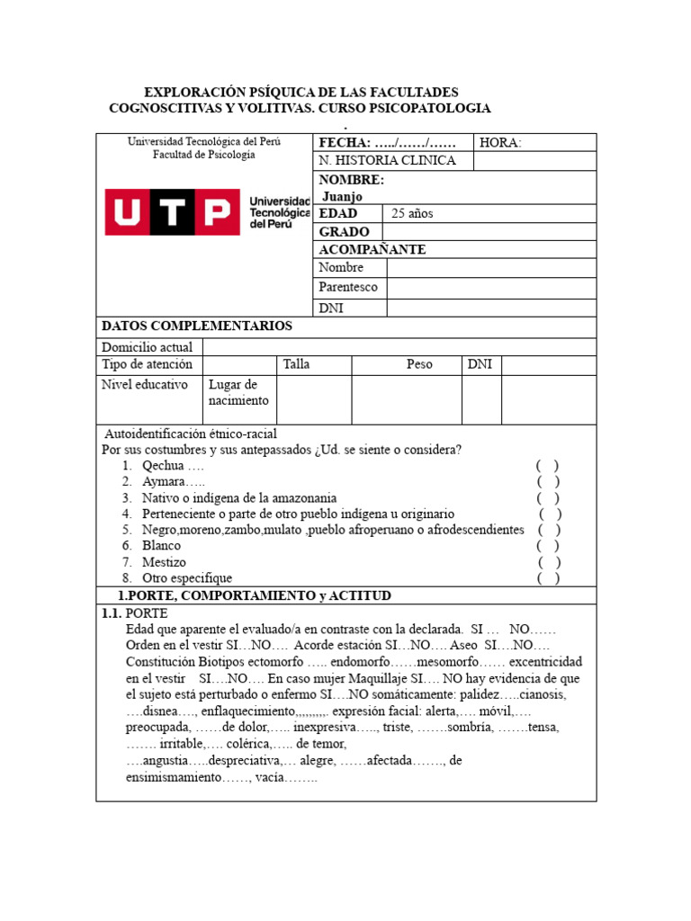 Exploración - Psíquica (Caso Juanjo) | PDF | Afasia | Las emociones