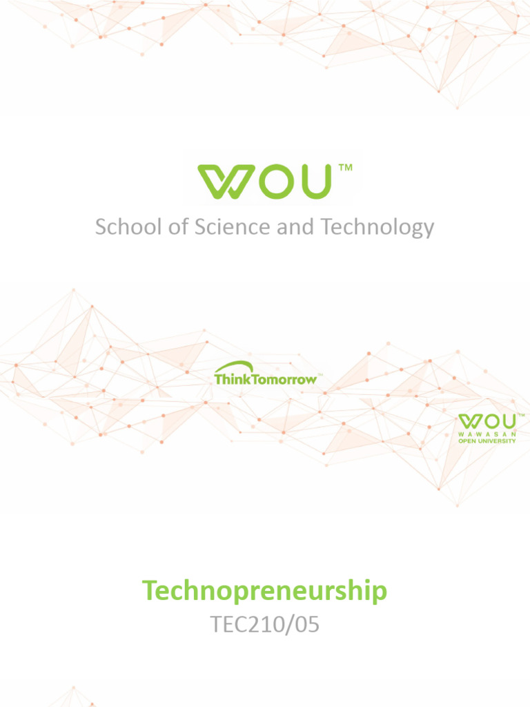 WOU - PPT TEC210 Technopreneurship Unit 2 | PDF | Business Plan | E Commerce