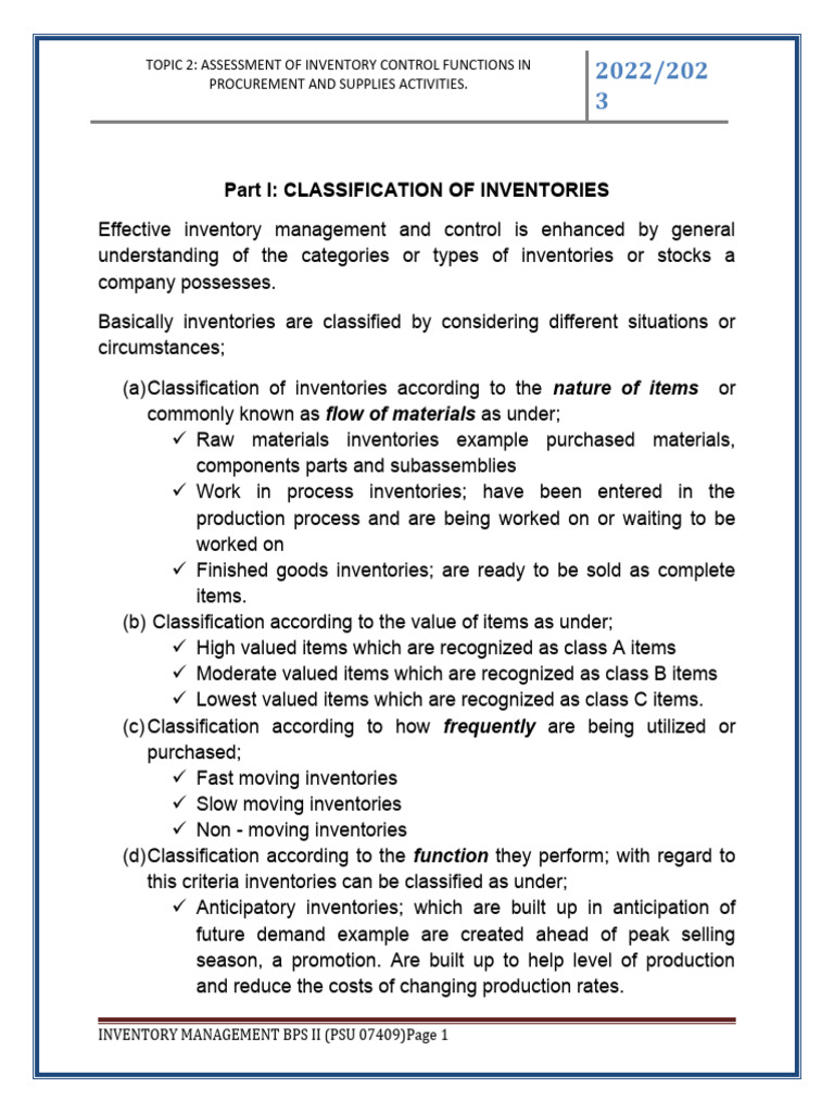 Im - Topic 2 | PDF | Inventory | Demand