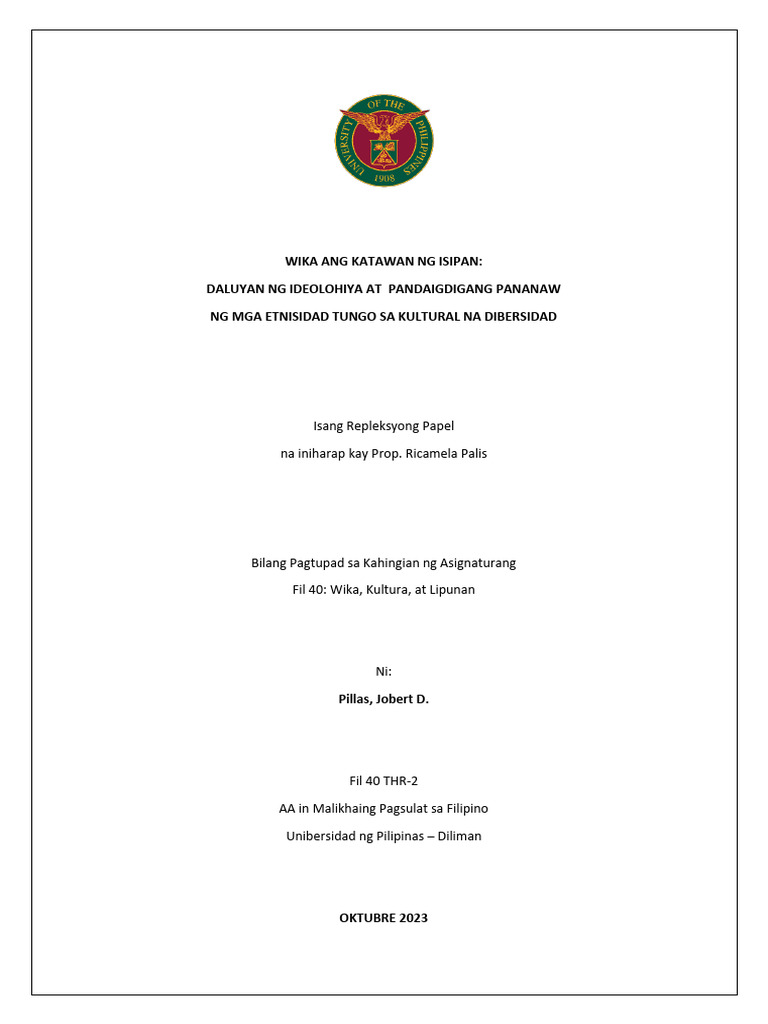 WIKA ANG KATAWAN NG ISIPAN: DALUYAN NG IDEOLOHIYA AT PANDAIGDIGANG ...