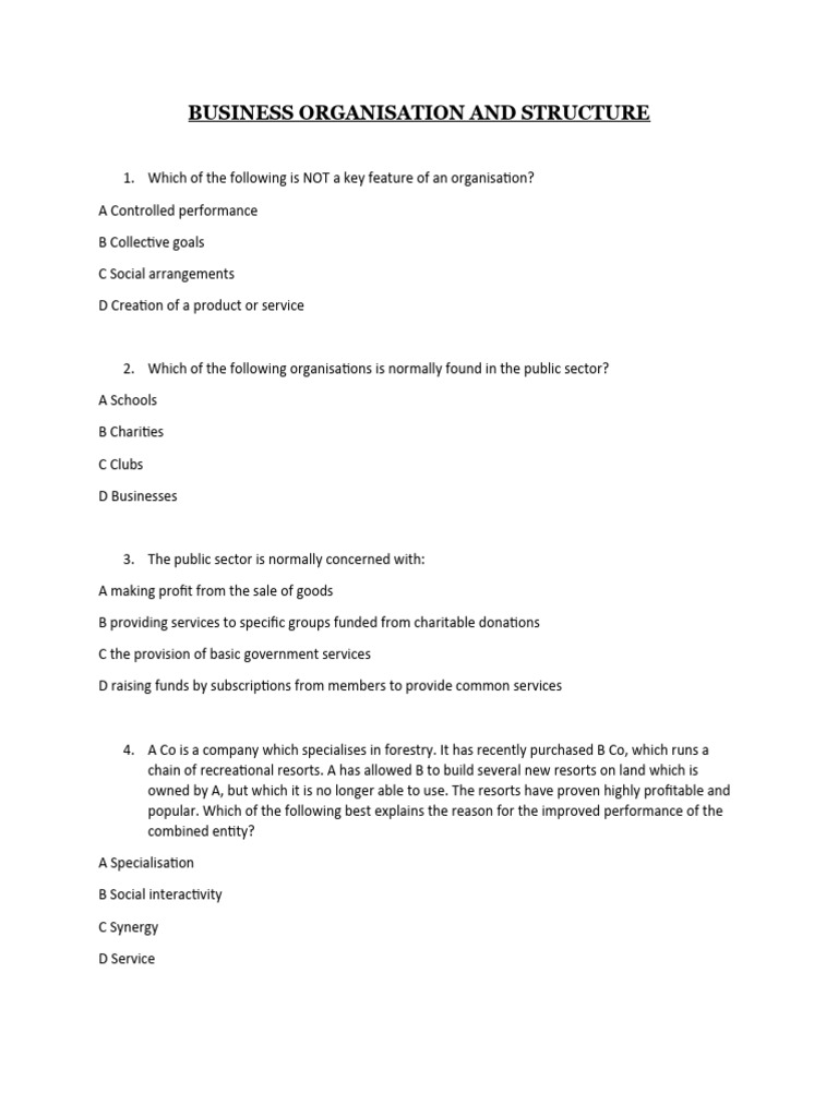 Understanding Business Organization Structures | PDF | Marketing ...