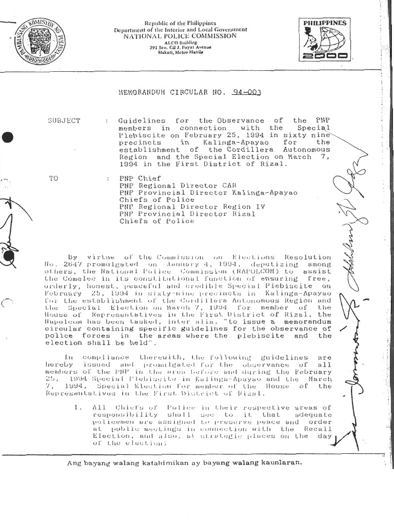 Napolcom MC No 1994-003 | PDF